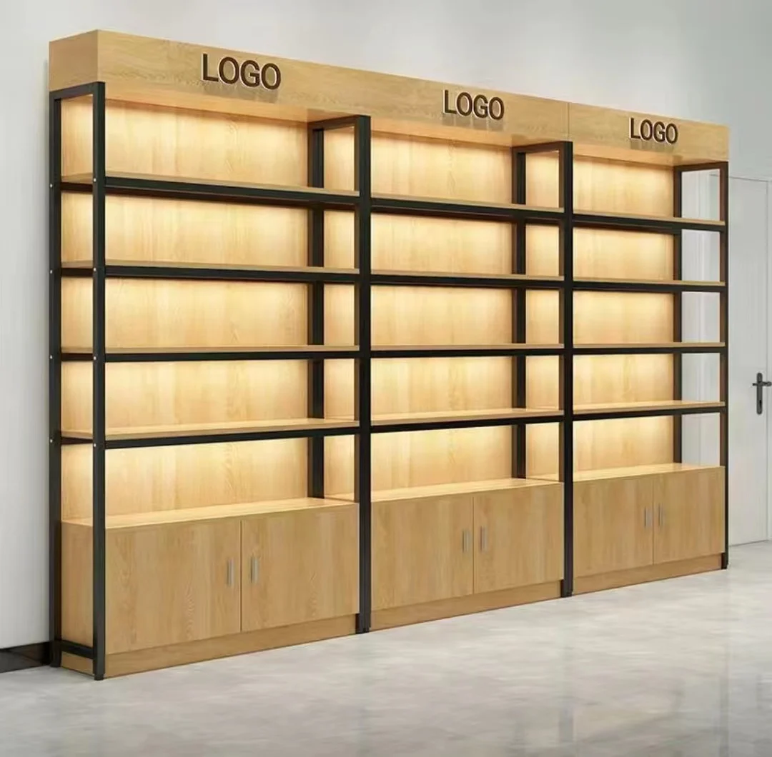 Retail Perfume Shop Display Cabinet - Wood & Metal Stand