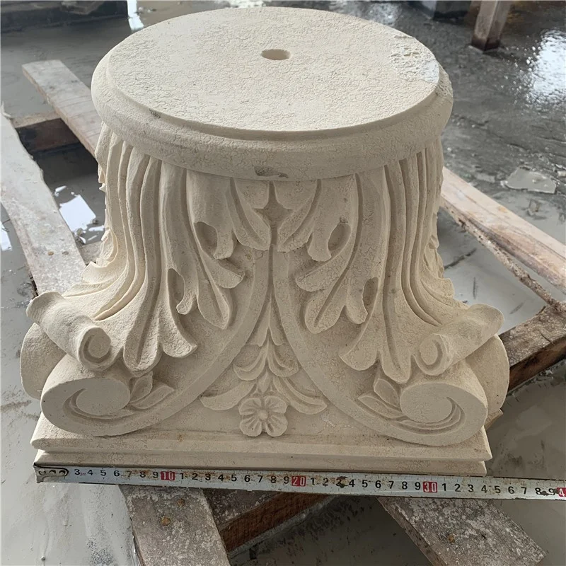 Beige Limestone Carve Decorative Pillar Base for Modern Architecture ...