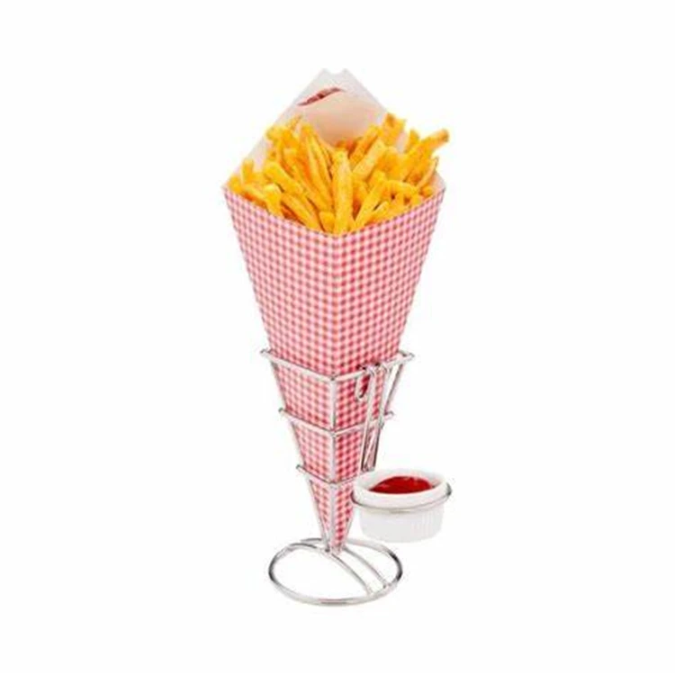 Custom Disposable Chips Cone Paper Food Packaging Box