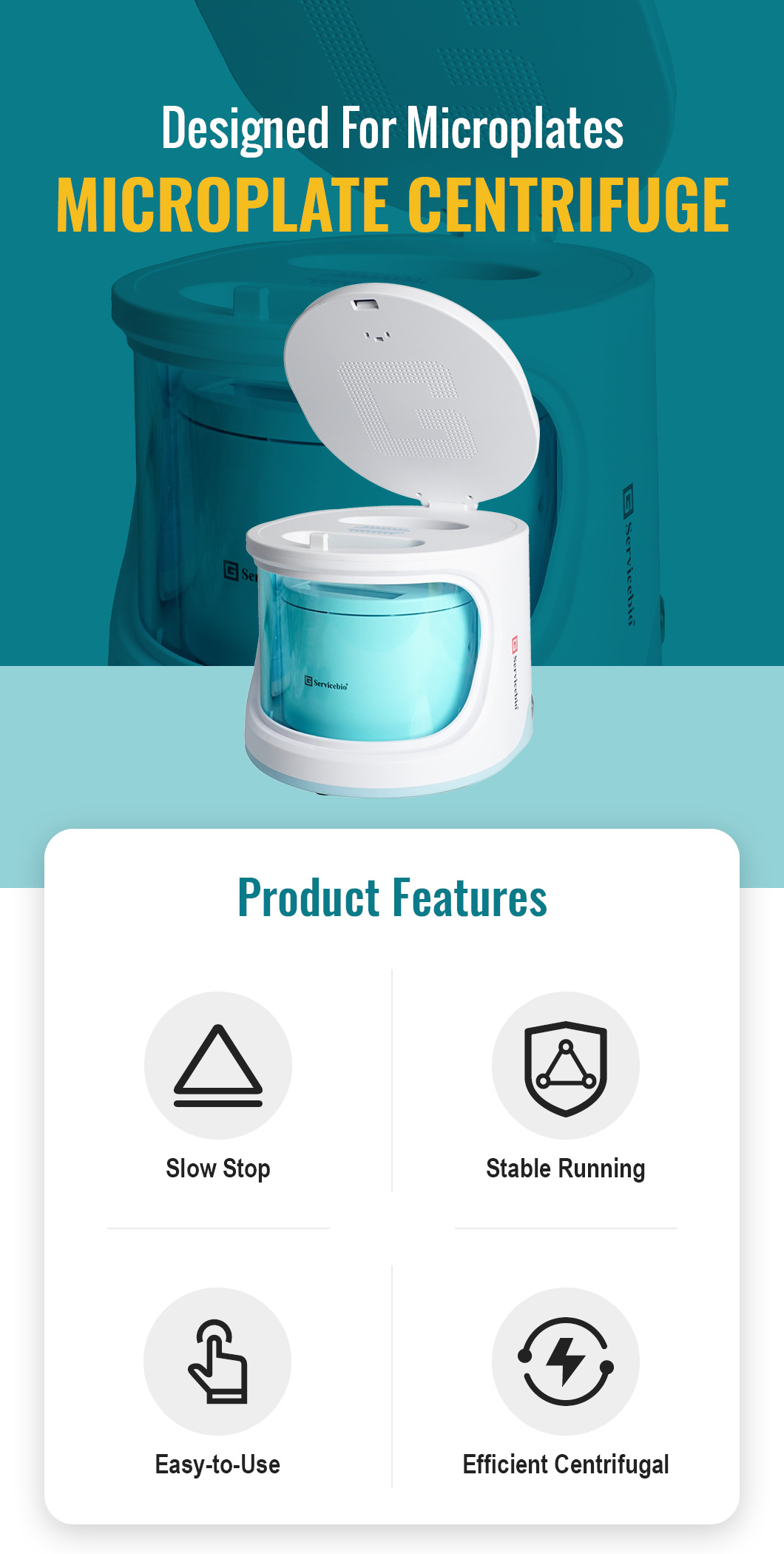 Laboratory Benchtop Efficient 2200rpm Mini Microplate Centrifuge ...