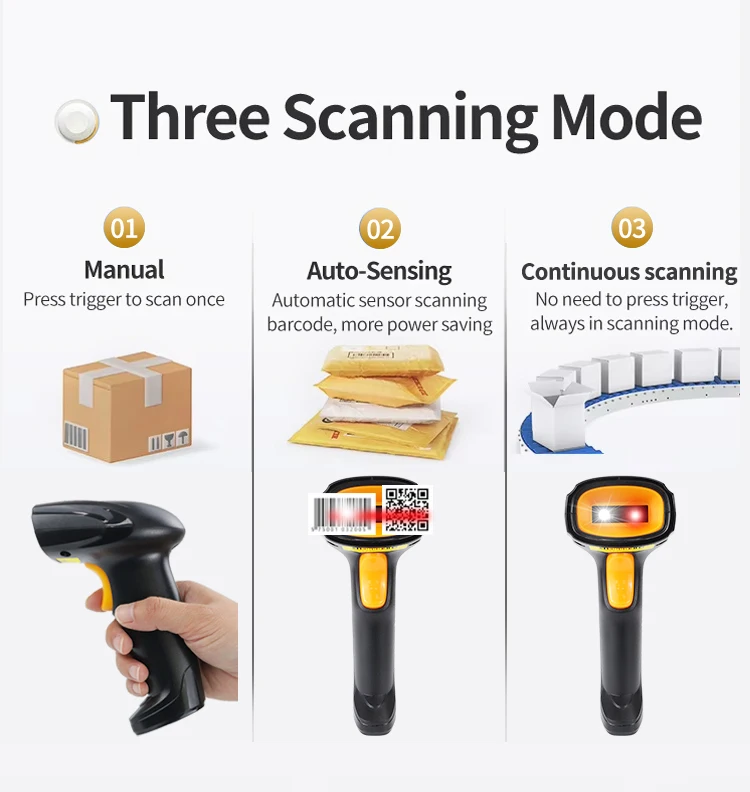 Handheld Barcode Scanner Barcod Scan BT USB 2.4GHz Wireless Barcode ...