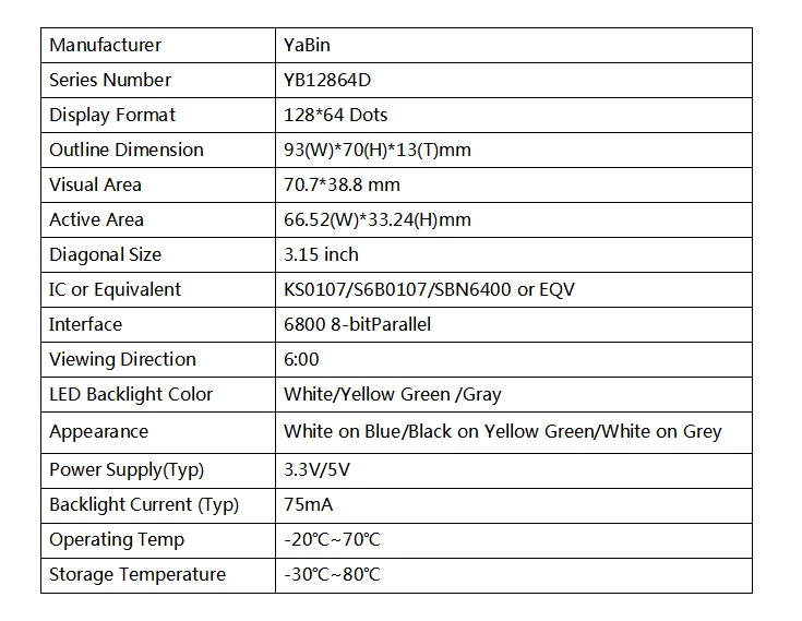 KS0108 LCD - Graphic 128x64 Display Module for Microcontrollers