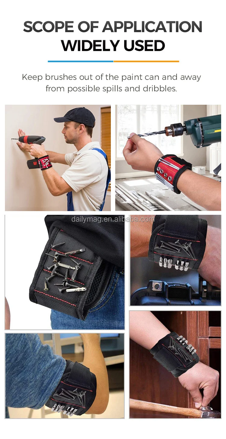 Adjustable Carpenters Magnetic Arm Band Wristband,Magnetic Wrist Holder ...