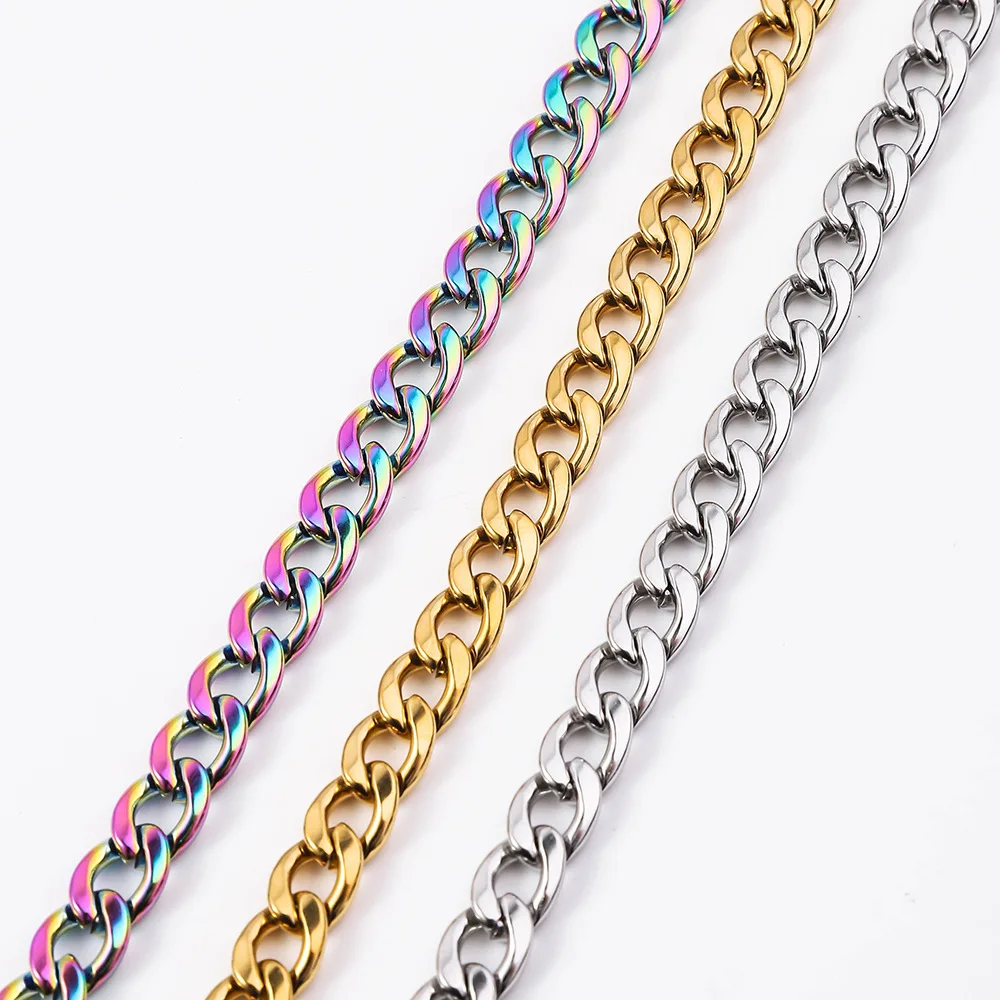 Wholesale 3mm 5mm Multiple Sizes Color Stainless Steel Cuban Necklace ...