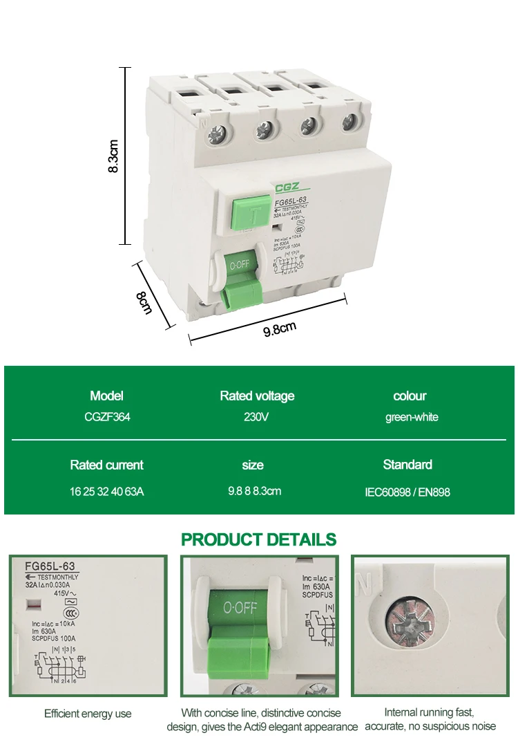 4p Type B Residual Current Circuit Breaker 4pole 63a 30ma Elcb/rcd/rccb ...