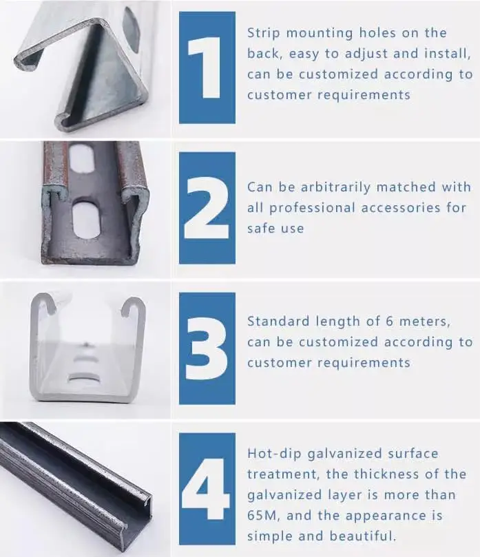 Cold Formed Structural Galvanized Slotted Steel C Channel Bracket Solar ...