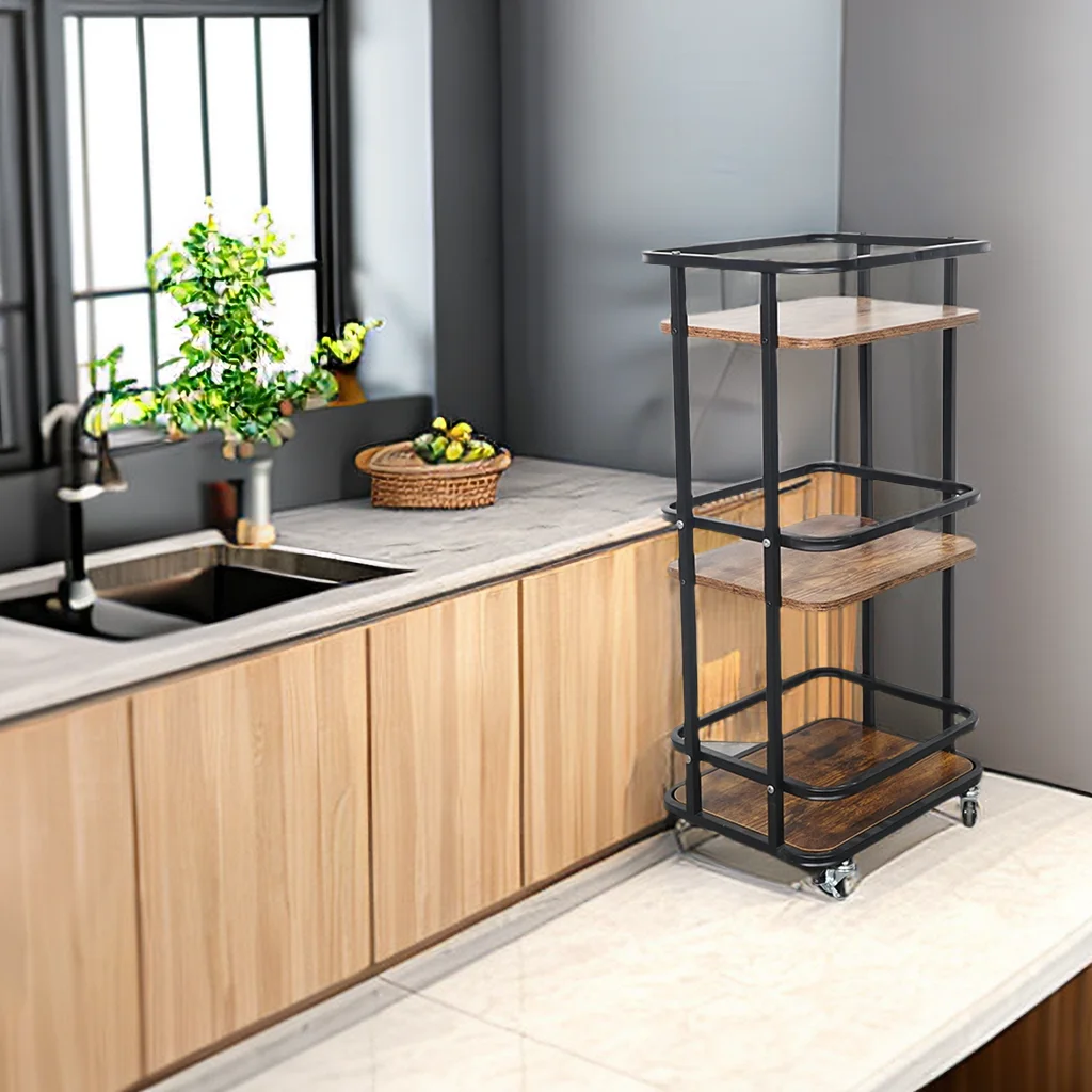 Rustic Beverage Cart And Drink Trolley With Kitchen Storage Carts With ...