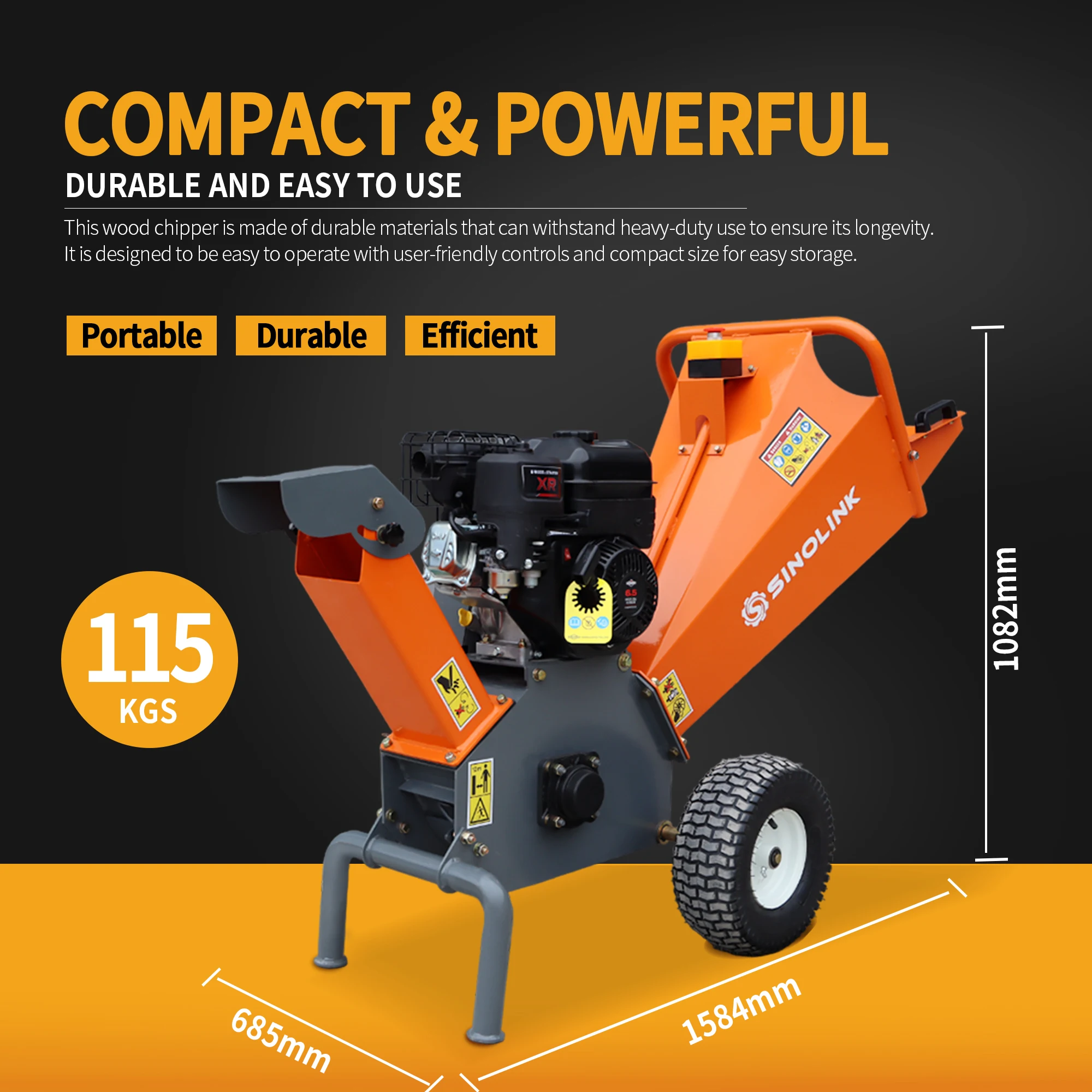 6.5HP Gasoline Wood Shredder / Agroforestry Machinery / Wood Shredder ...