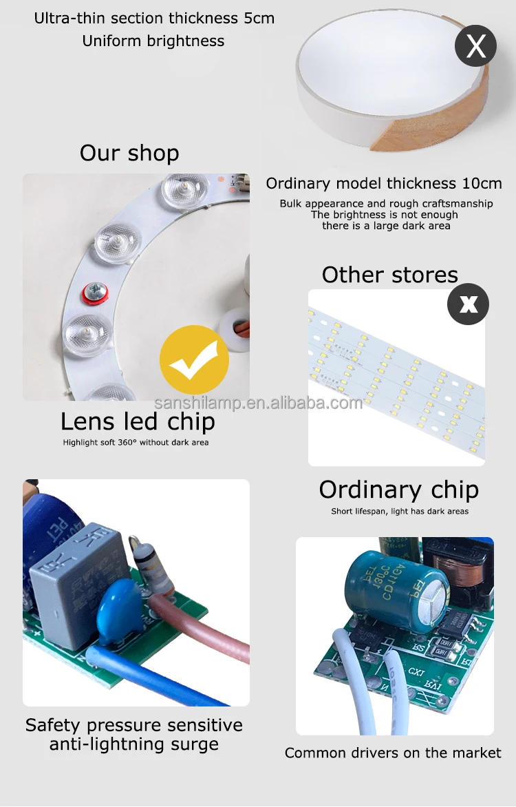 Modern Minimalist Round Shaped Wood Ceiling Lighting Fancy Lights For ...