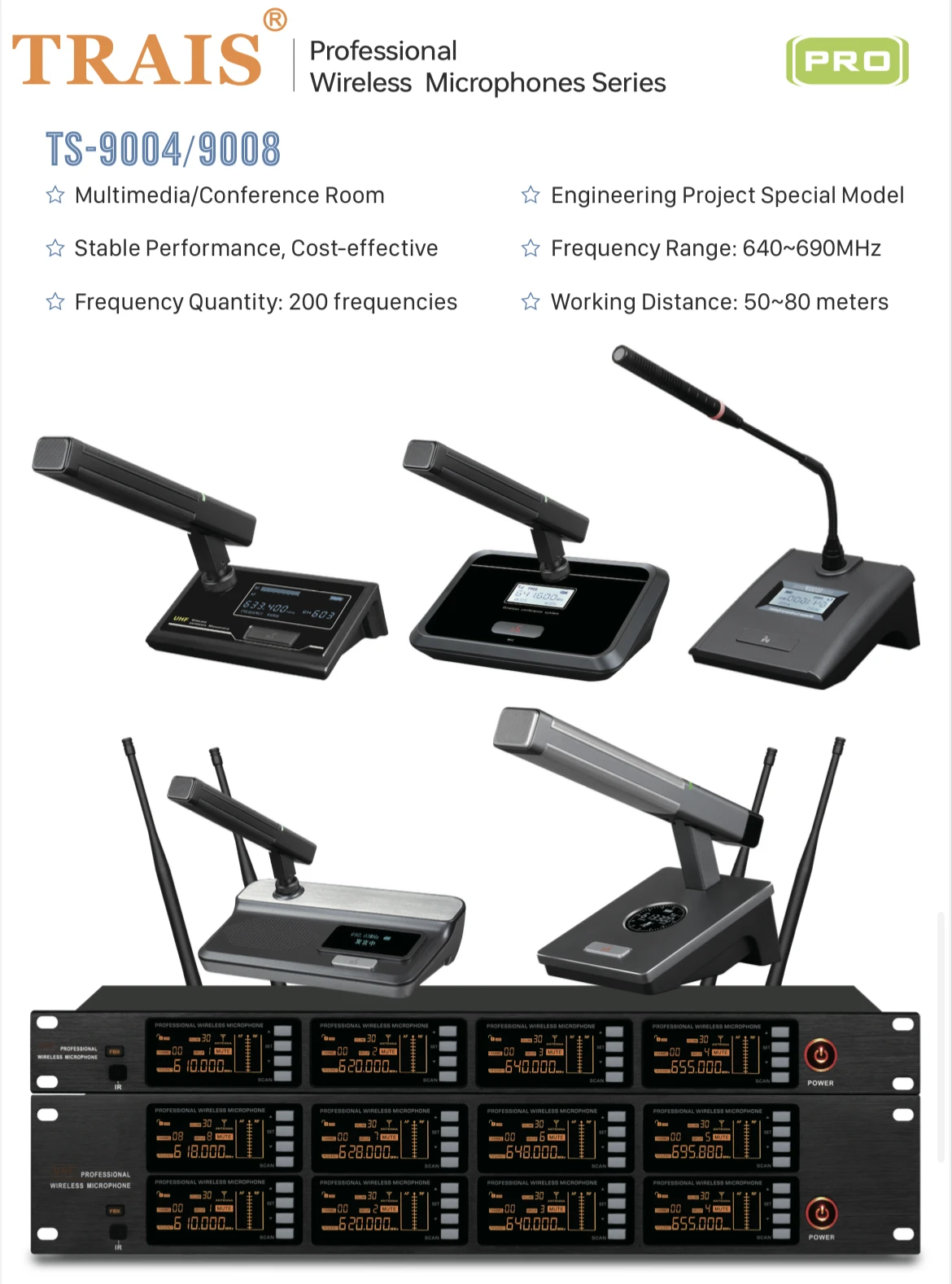 High Quality Wireless Conference Table Mic 4 Channels Desk Conference ...