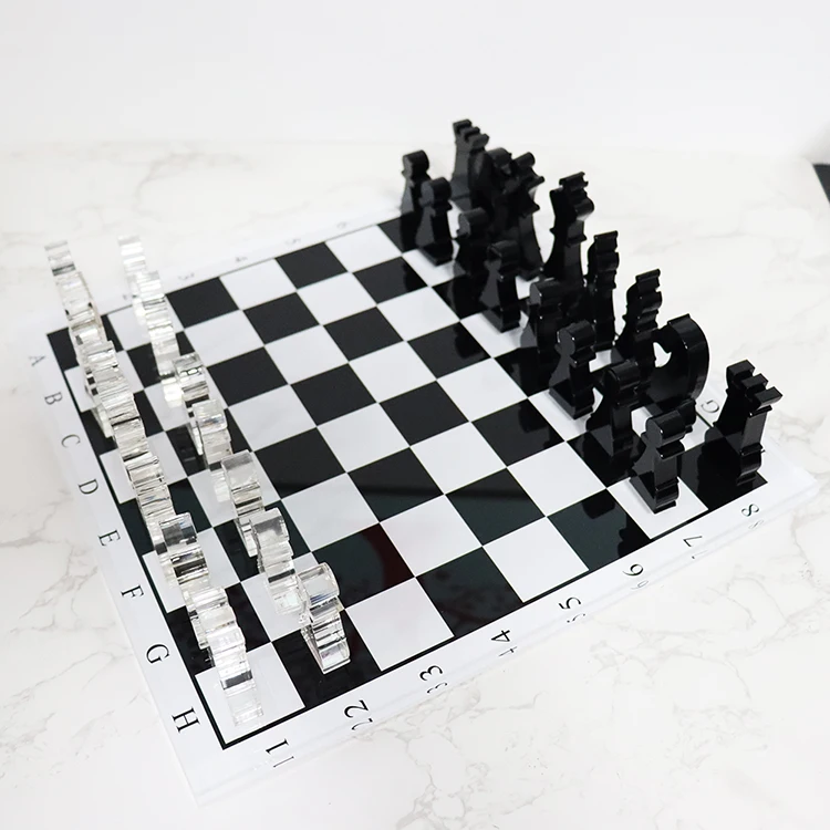 Clear Acrylic Chess Set Board With Chessboard And Chess Checkers Pieces ...