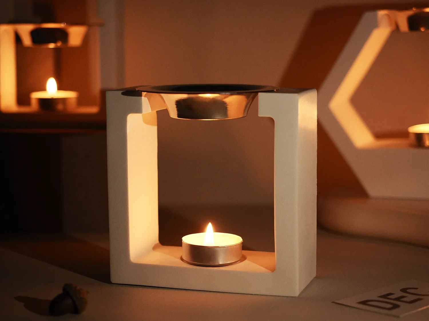 Dm833 Large Hexagon Rectangle Arch Candle Holder Jar Silicone Mold Aromatherapy Furnace Wax ...