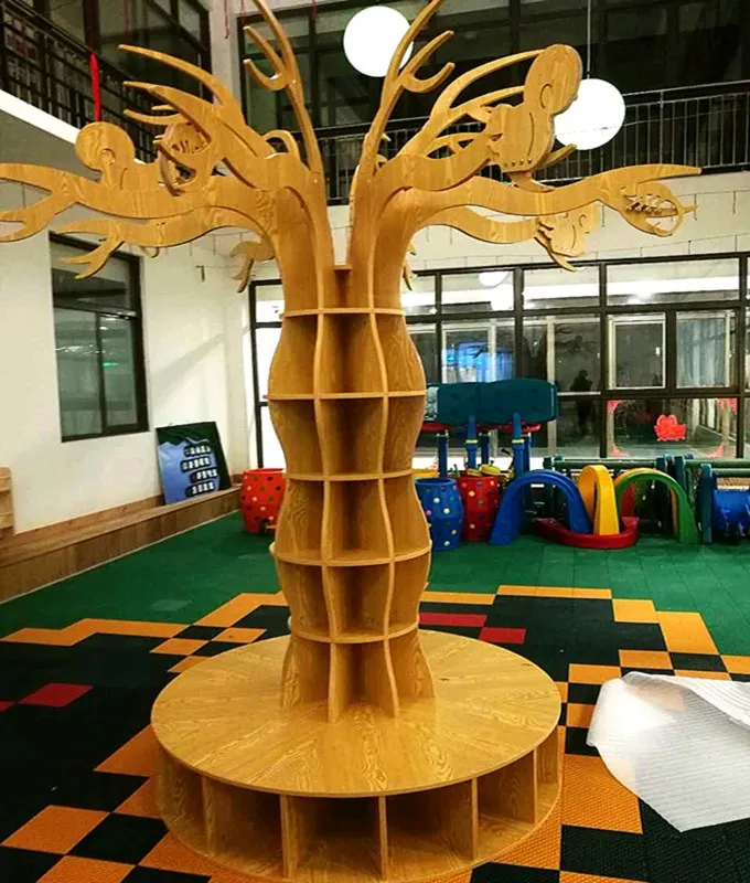 School Library Reading Area Log Tree Decoration Bookshelf Kindergarten ...