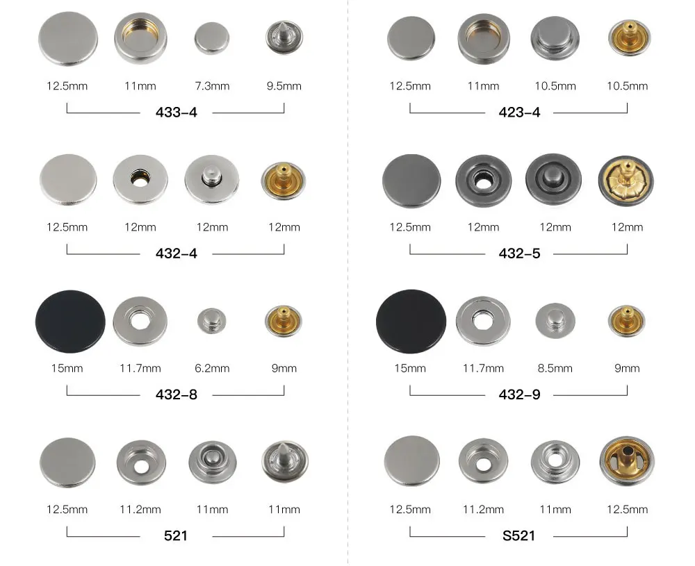 Fast Fashion of Choice Metal Snap Button OEM Logo Engraved Metal Spring ...