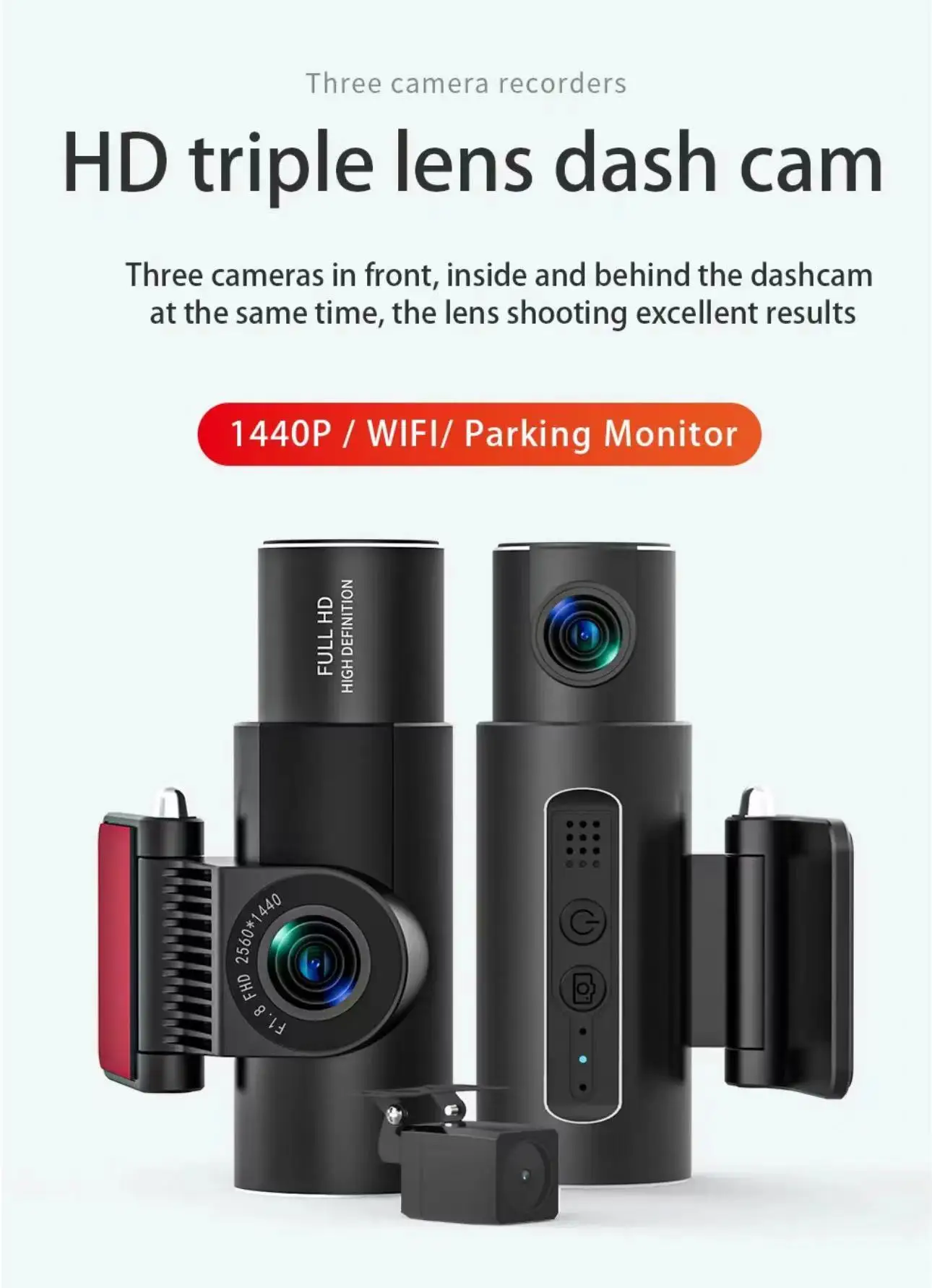 2024 Car Black Box Hd 3 Lens Adas Wifi Gps Dash Camera 2k Front And ...