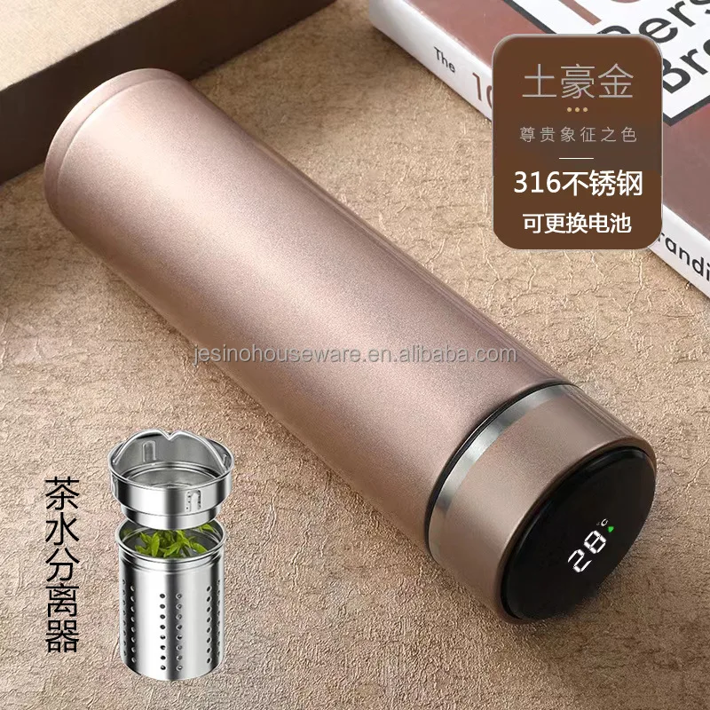 Replaceable Battery 316 Stainless Steel Smart Thermos Bottle Digital ...