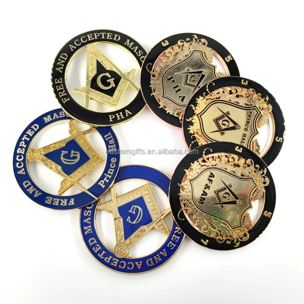 Freemason Regalia - 357 AF&AM Shield 3" Round Metal Logo