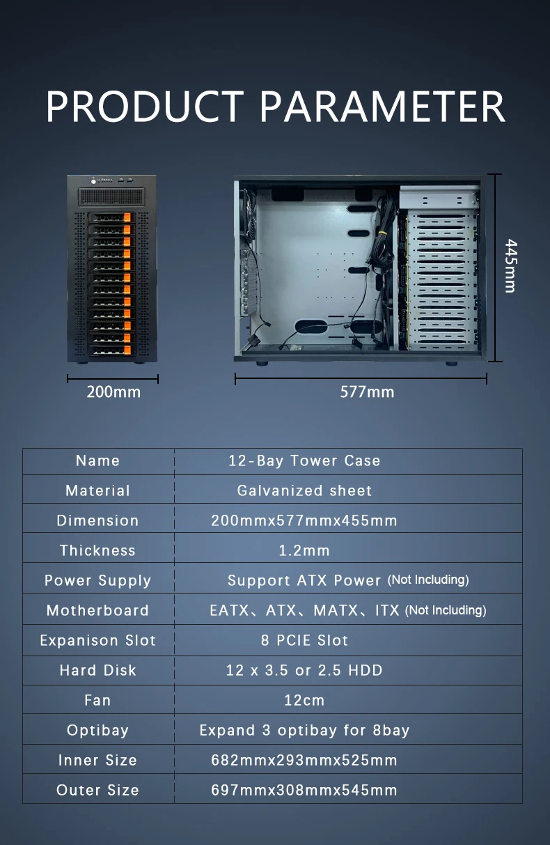 High Quality Server Chassis 12-bay Hot Swap Nas 3.5 2.5 Sata Atx ...