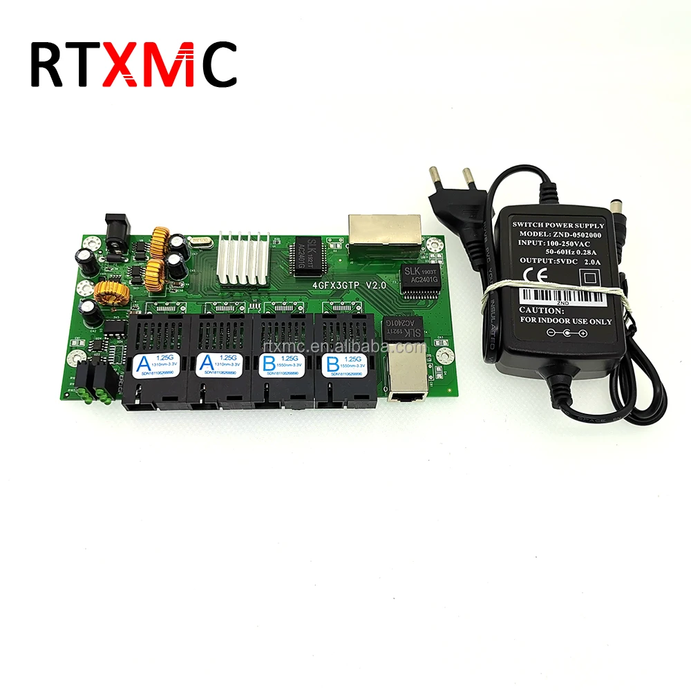 Gigabit Ethernet Switch with 4 Port Fiber & 3 Port UTP