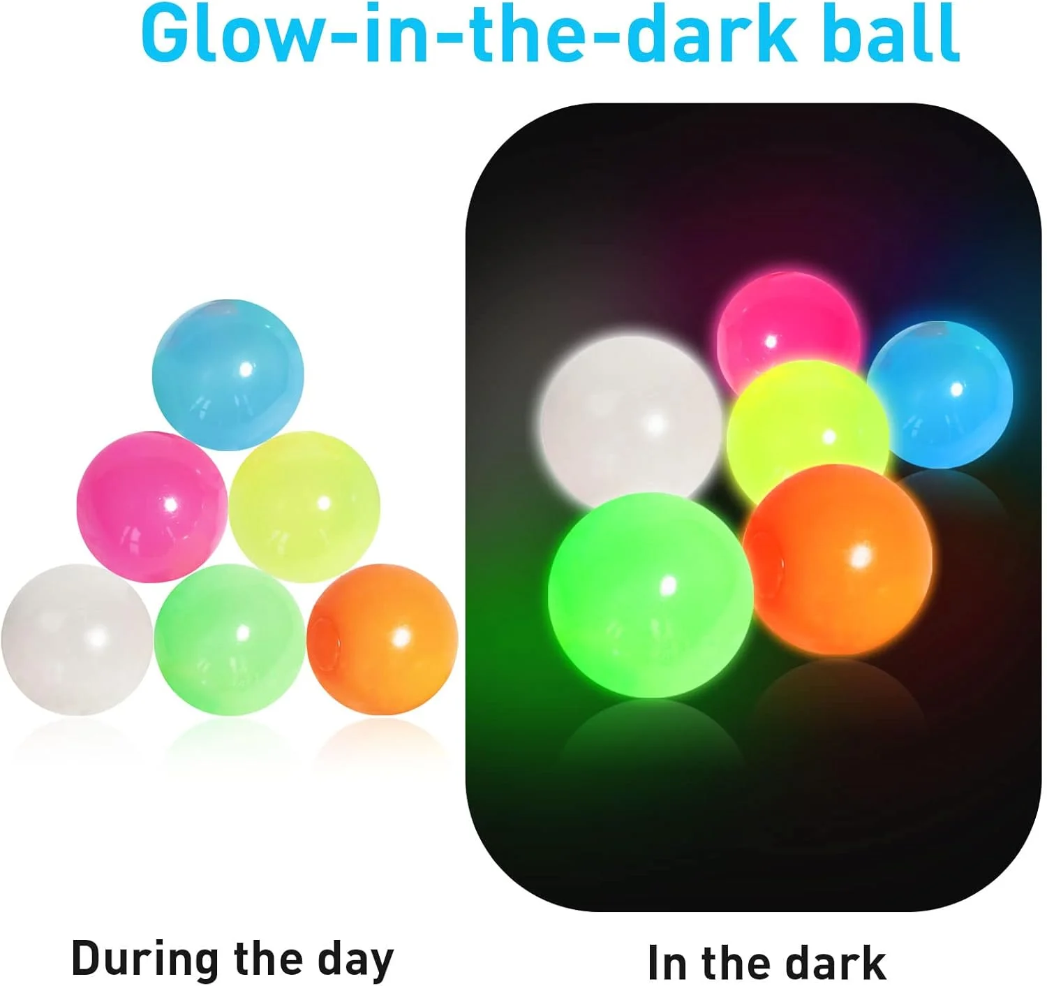 Colorful Fluorescent Sticky Ball Stress Relieving Glow in the Dark ...