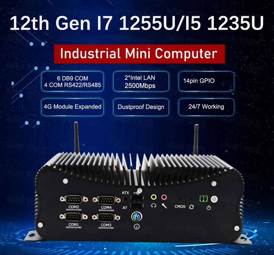 12th Gen Linux Fanless Industrial Embedded Box Computer Core I7 1255u