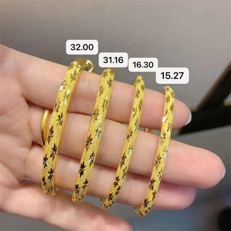 Personality Vintage 24k Pure Solid Gold Jewelry 24k Real Gold Bangles ...