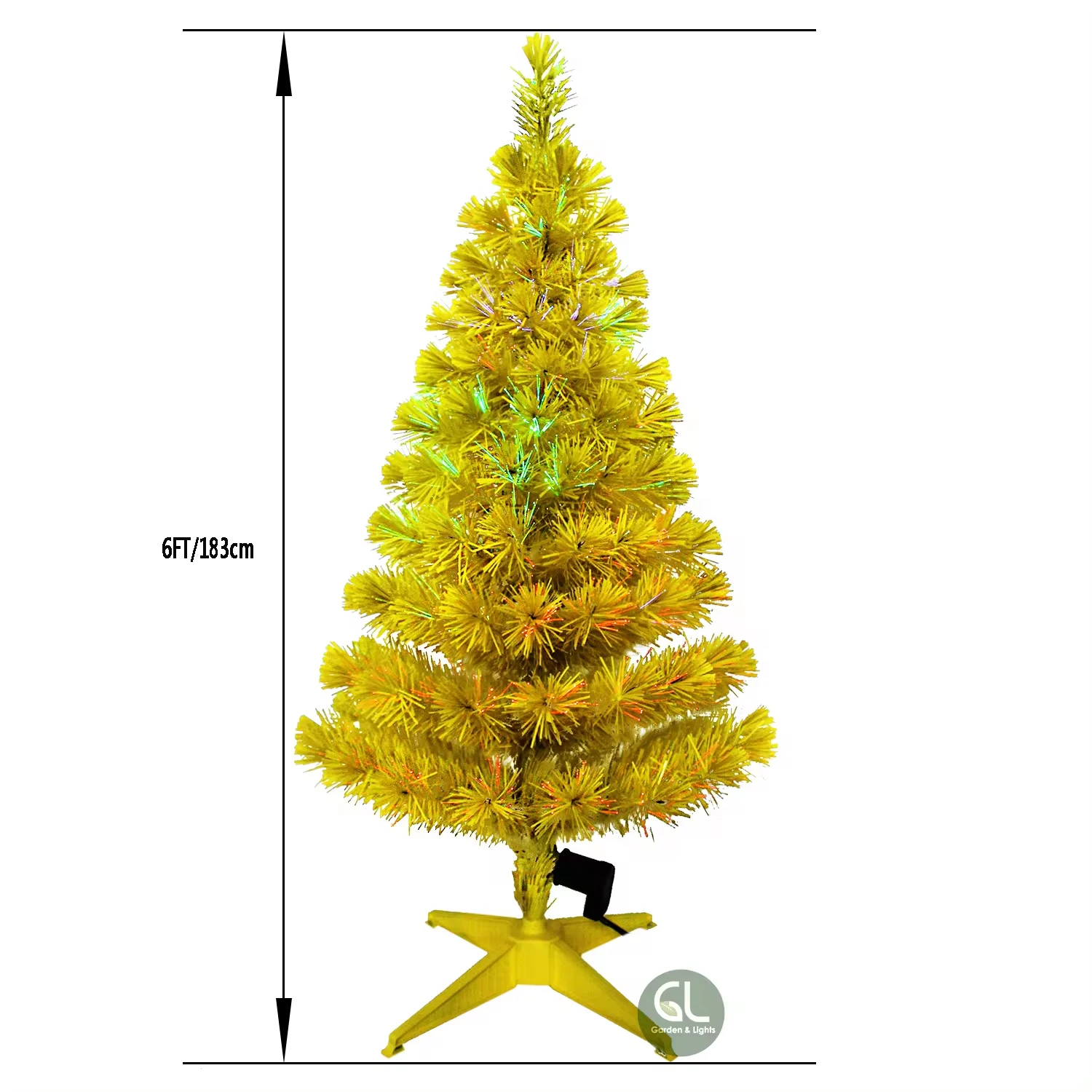 Artificial Decor 6ft Yellow Fiber Optical Christmas Tree Whit Led Light ...