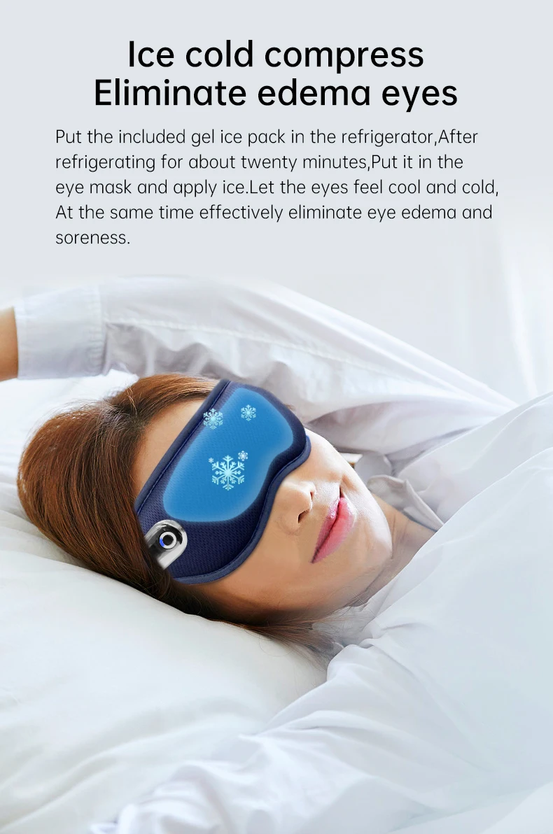Electric Warm Smart Eye Mask With Heat Compression Vibration For Travel ...