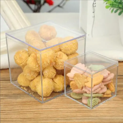 Clear Acrylic Plastic Square Cube Small Acrylic Box With Lid Storage ...