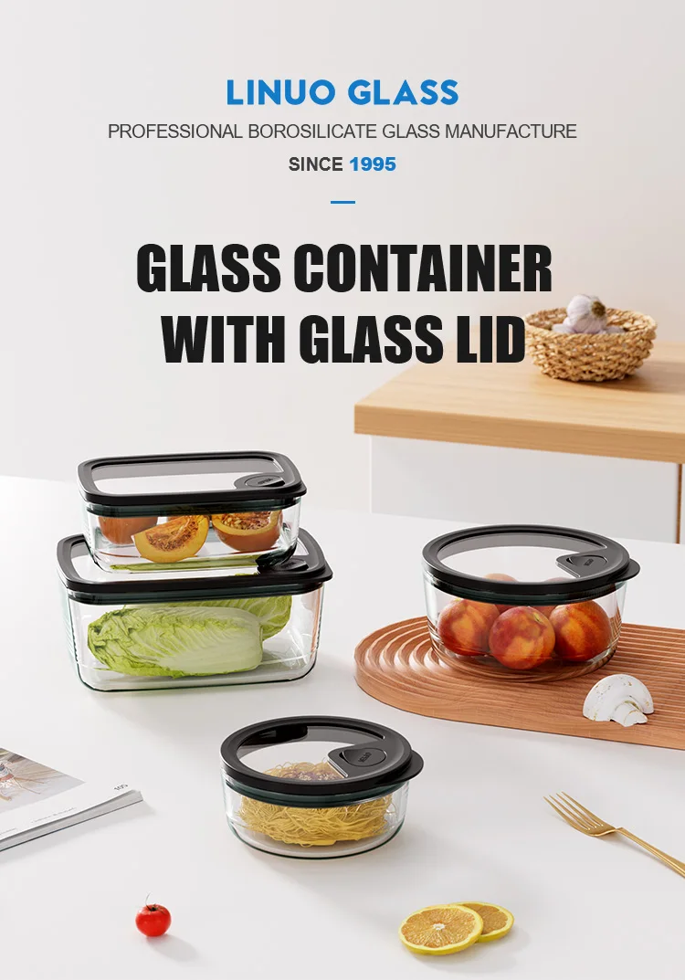 LINUO Custom Microwavable Oven Safe Glass Storage Box air Tight Food ...