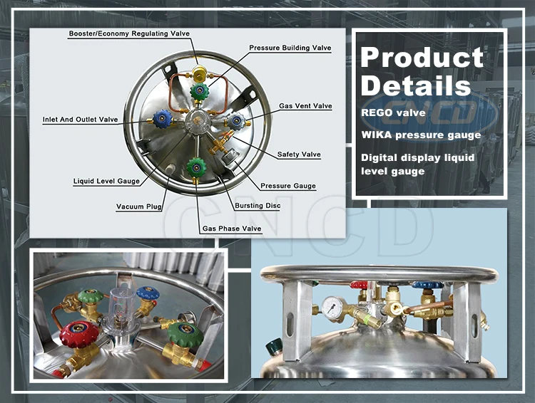 210L 2.3Mpa Cryogenic Lox Insulated Cylinders Cryogenic Dewar Bottle ...