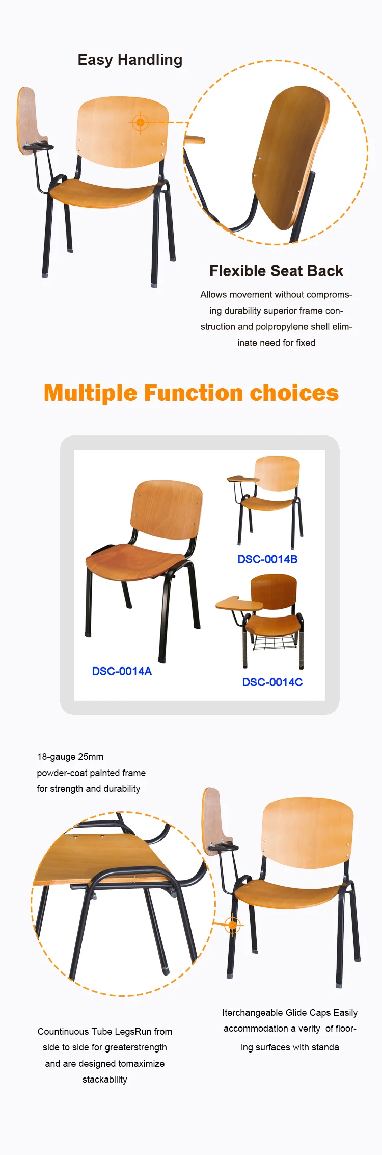 Stackable Student Chairs with Tablets - ZOIFUN School Furniture