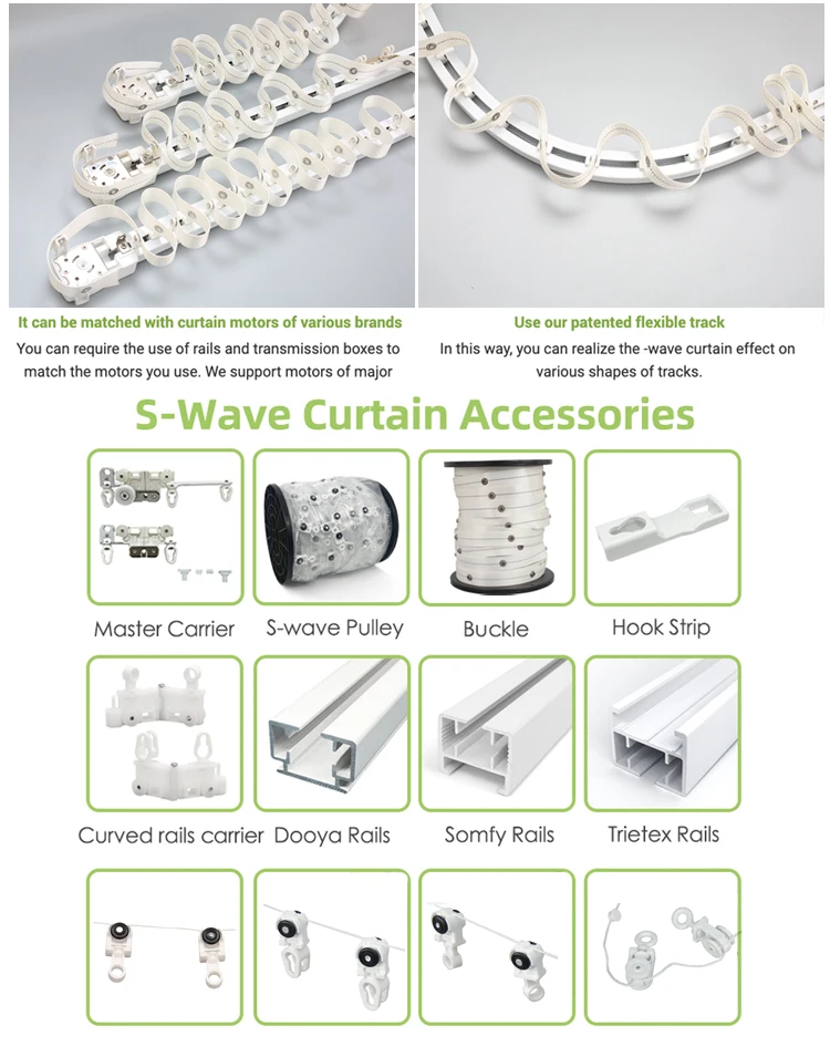 Wave Fold Ripple Curtain Runners Carrier for Curtain Blinds 60/80 ...