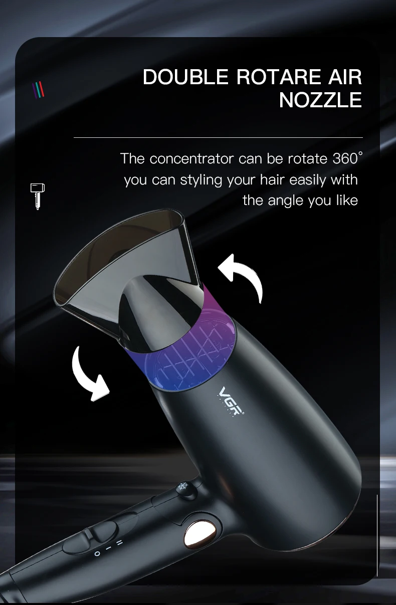 Vgr V-439 Powerful Motor Dc Mini Low Noise Professional Fast Dry Electric Travel Hair Blow Dryer ...