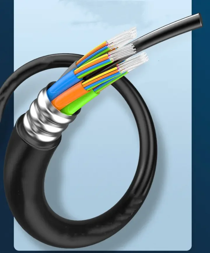 8 Core Armoured Fiber Optic Cable Multimode Outdoor Optical Fibre Cable ...