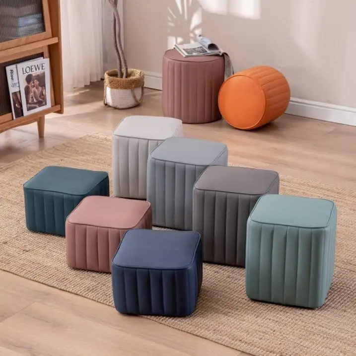 Modern Living Room Furniture Fabric Gold Side Velvet Ottoman Stool With ...