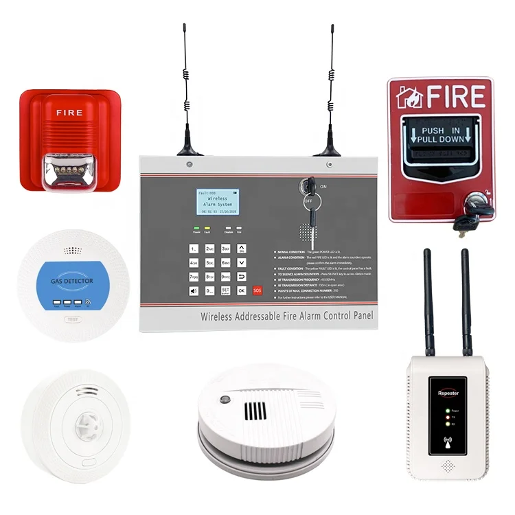 RF addressable wireless fire alarm system accessory fire alarm repeater ...