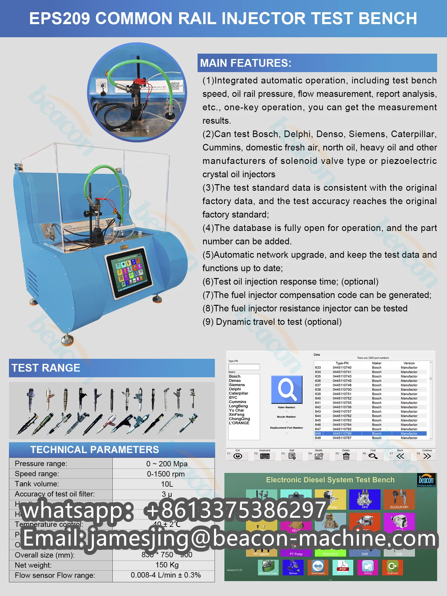 Eps209 Diesel Injector Testing Machine Common Rail Injector Test Bench ...
