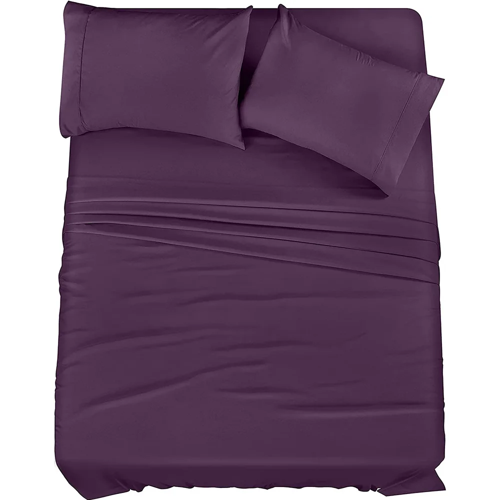 ALPHA TEXTILE Purple Microfiber Bed Sheet Set Grounding Bed Sheet Queen ...