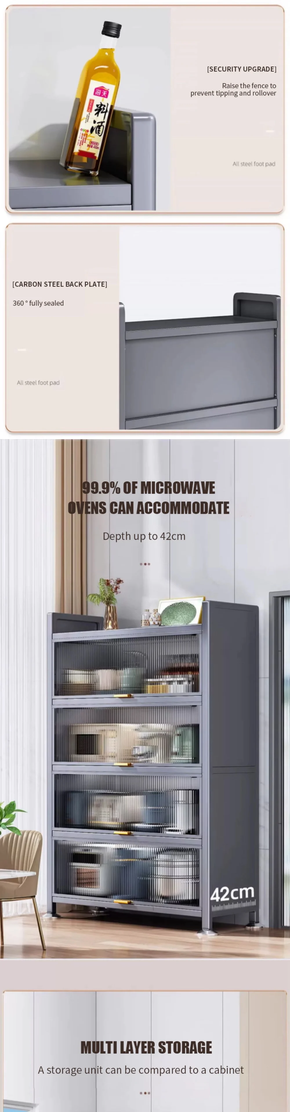 Modern Metal Cupboard Organizer With Kitchenware Storage,Oven Shelf ...