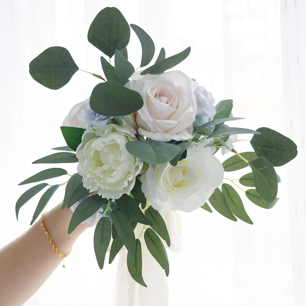 2024 2024 White Silk Artificial Wedding Flower Bouquet Bridal Wedding ...