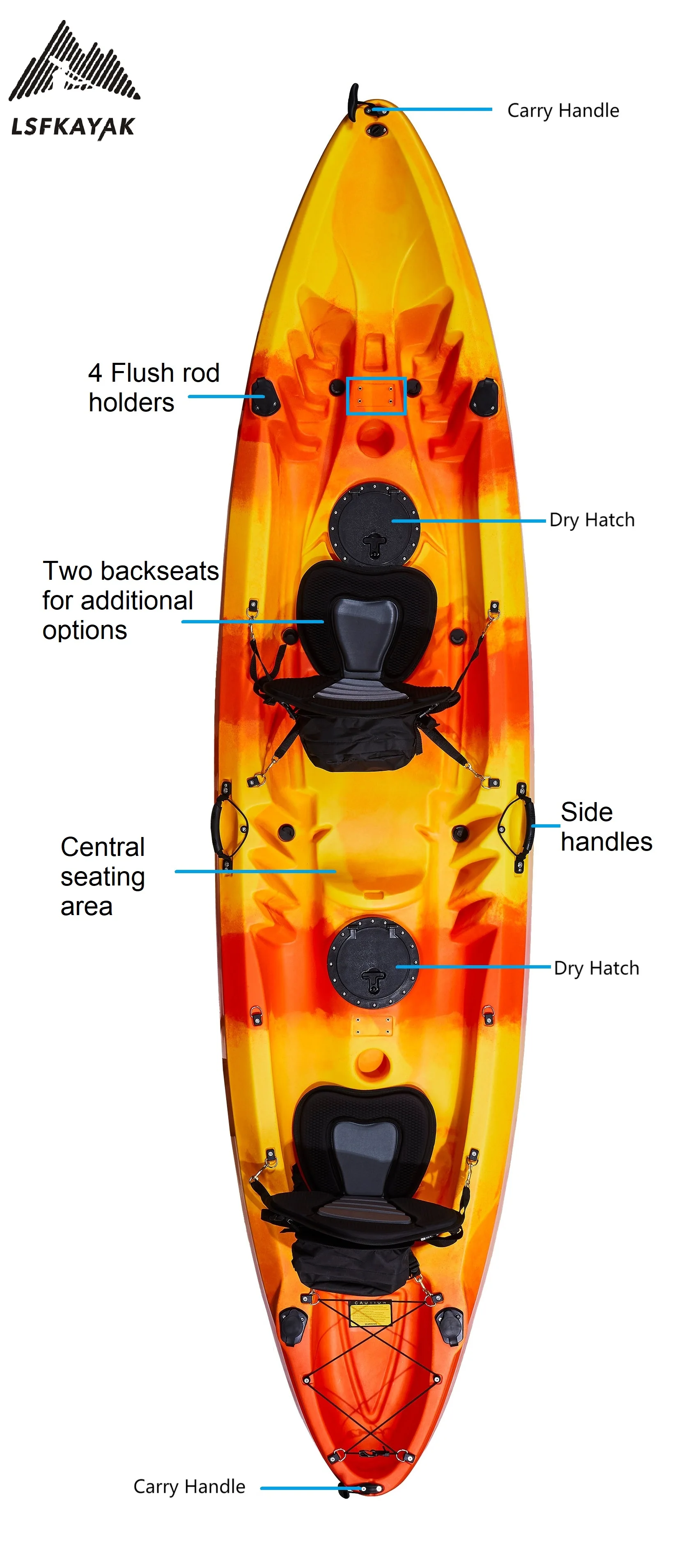 LSF 3 Person Kayak - Perfect for Family Fishing Adventures