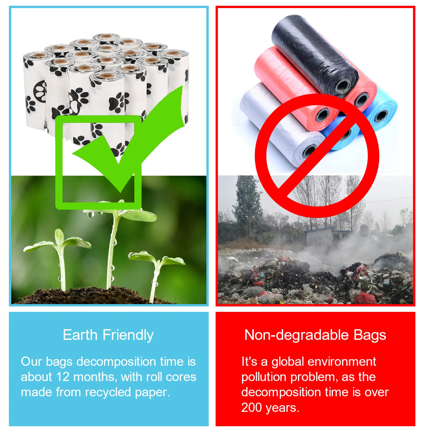 Joysing Compostable Biodegradable Dog Poop Bag Upgraded Quality Eco ...