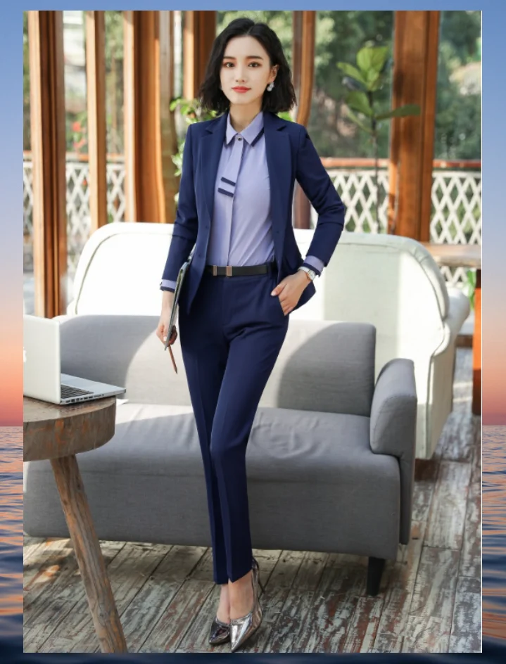 Factory Stewardess Uniforms Female Office Formal 3 Pieces Set Women ...