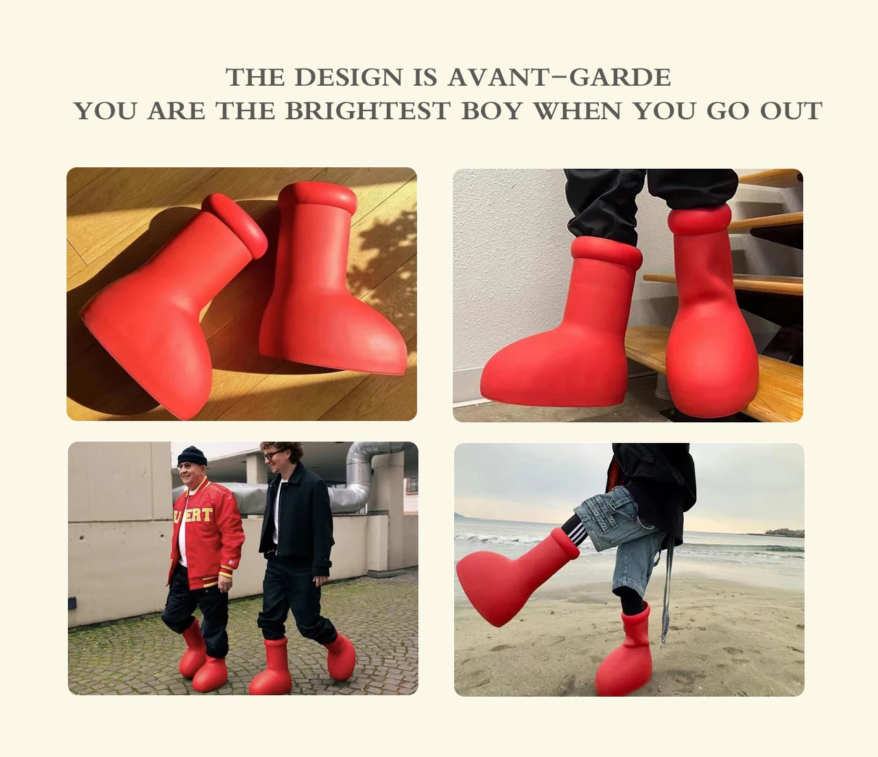 Newtrending Custom Rain Eva Cartoon Men Women Astro Boy Big Red Boots ...