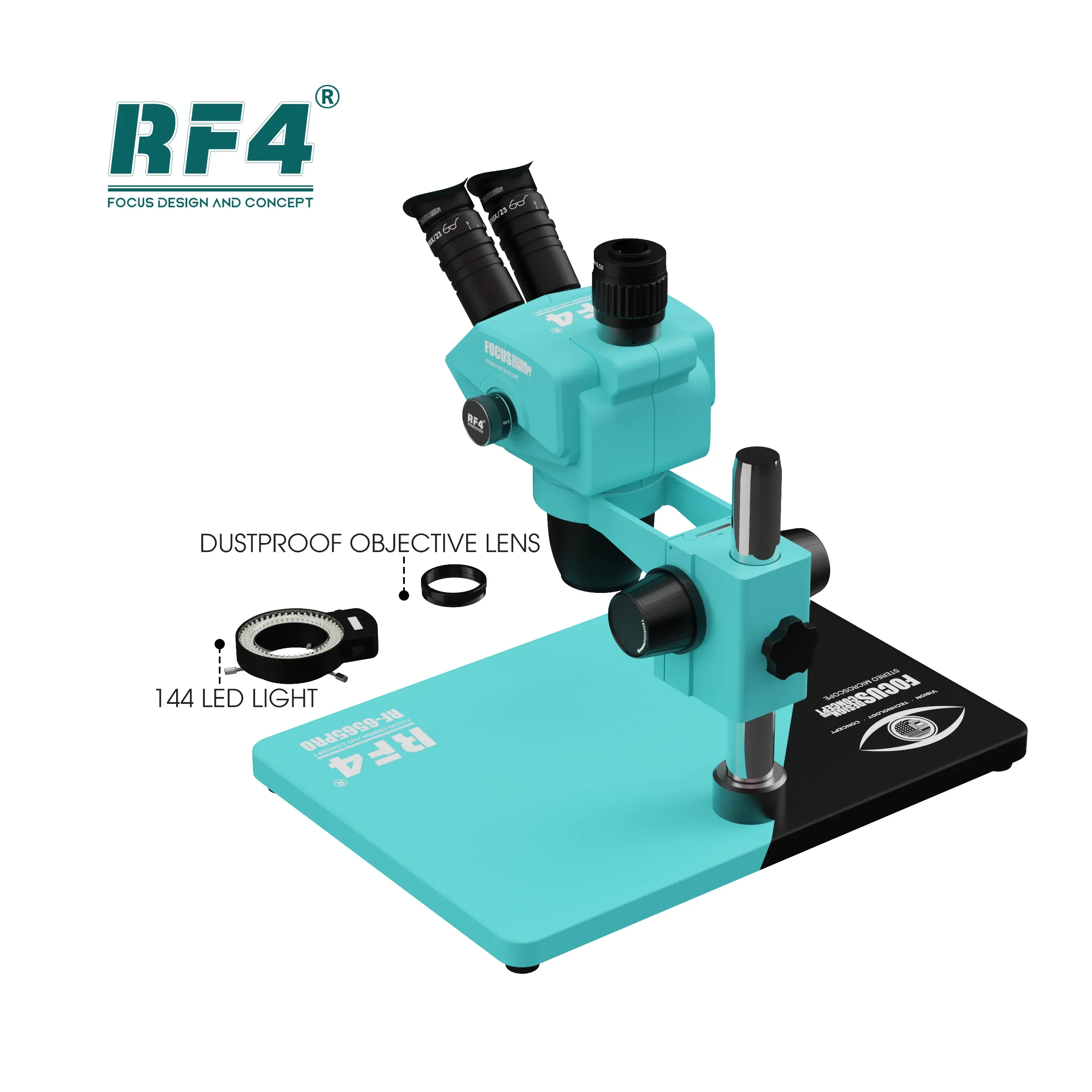RF4 RF-6565PRO HD Trinocular Microscope for PCB Repair