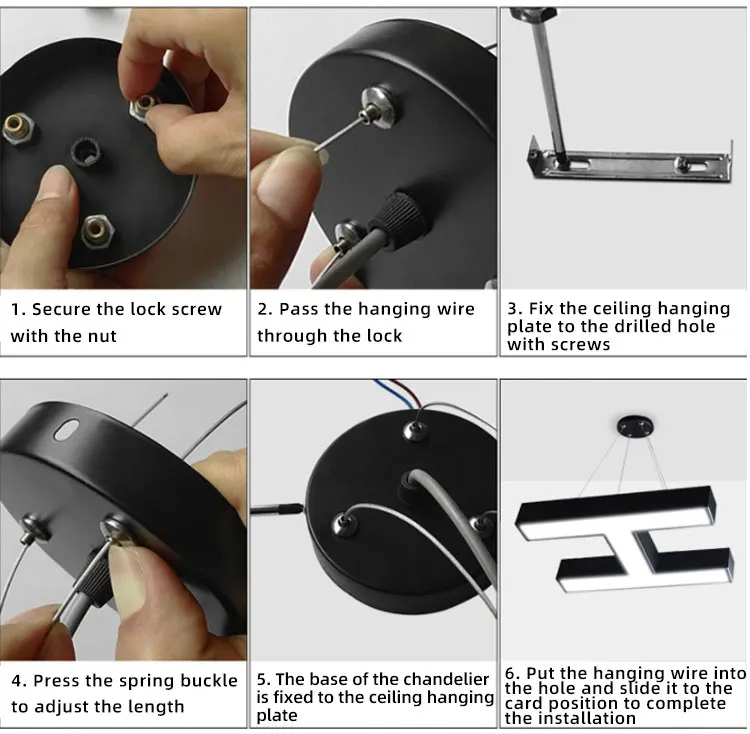 Commercial Alphabet Chandelier Office Acrylic Hanging Lamp Ceiling ...