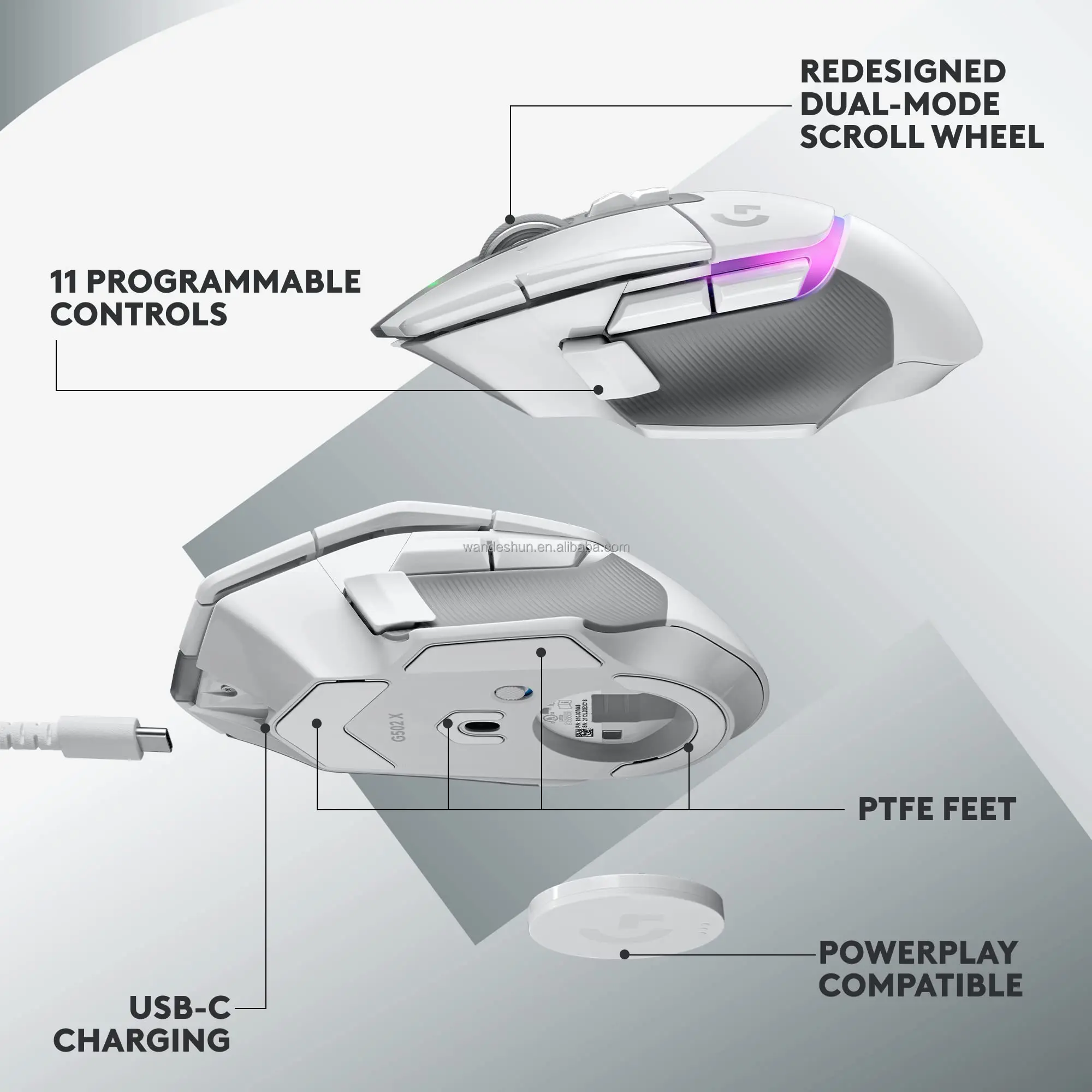 Original for Logitech G502X PLUS USB Wireless Gaming Mouse Right Long ...