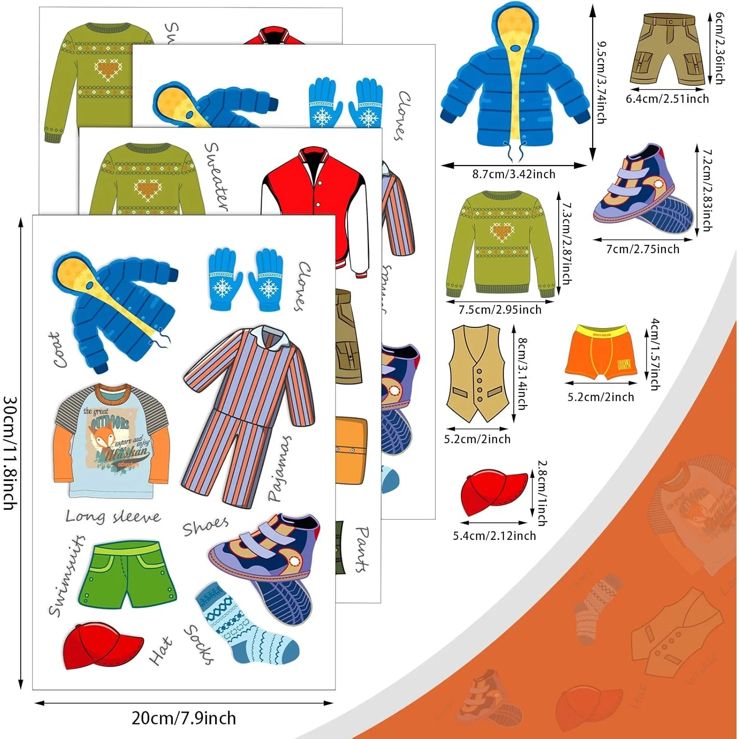 Dresser Clothing Decals 4 Sheets Wardrobe Stickers Dresser Labels for ...