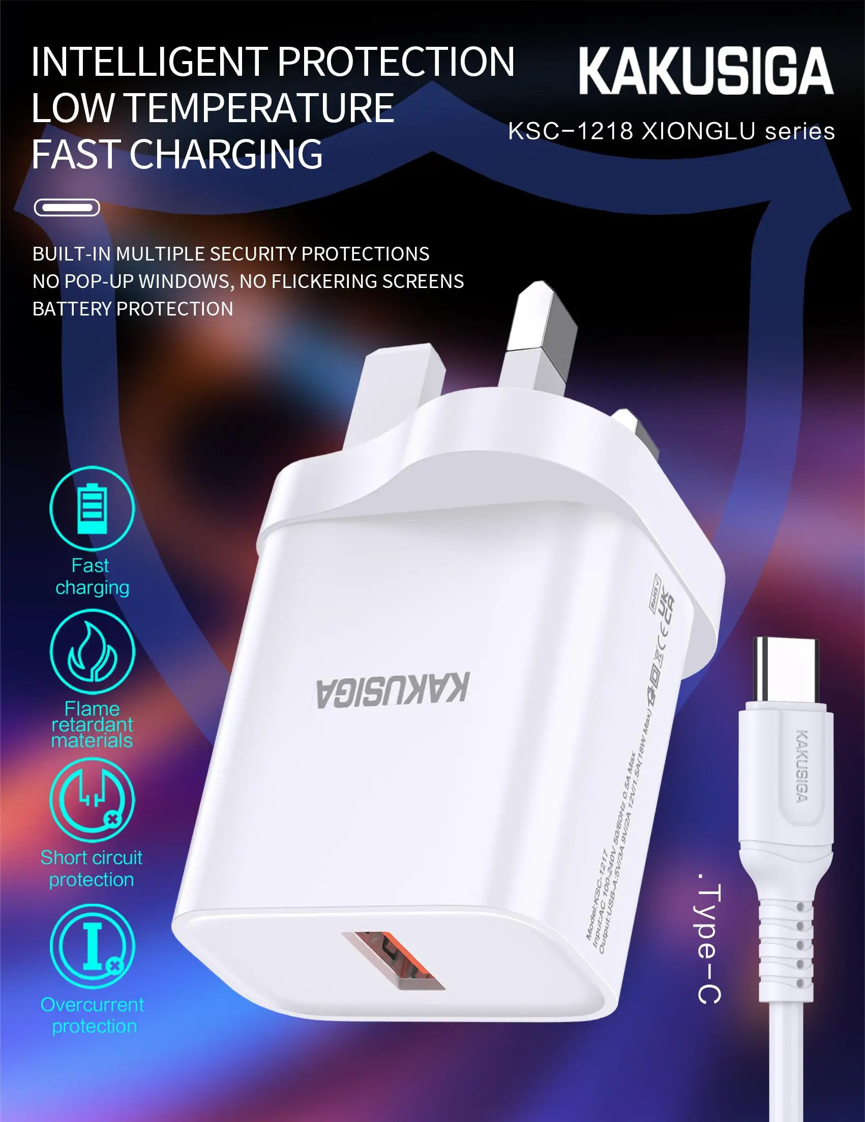 KAKUSIGA 18W Fast Charger - Smart and Reliable Mobile Charger